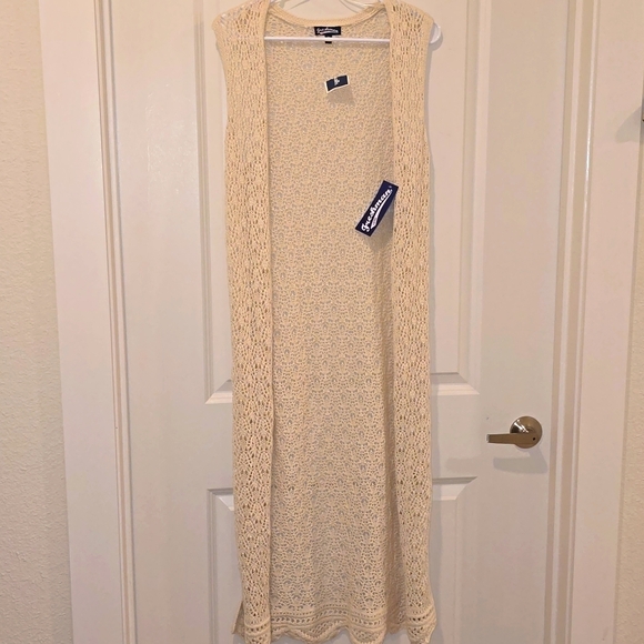 Freshman | Jackets & Coats | Ivory Crochet Duster Womens Vest Boho ...